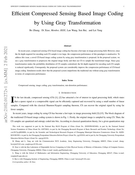 pdf efficient compressed sensing based image coding by using gray transformation