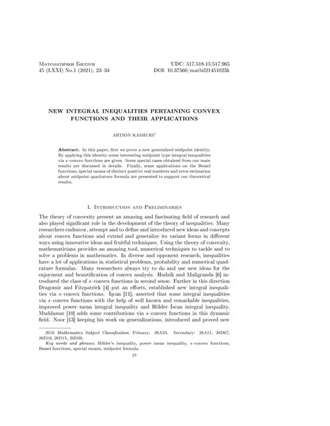 pdf new integral inequalities pertaining convex functions and their applications