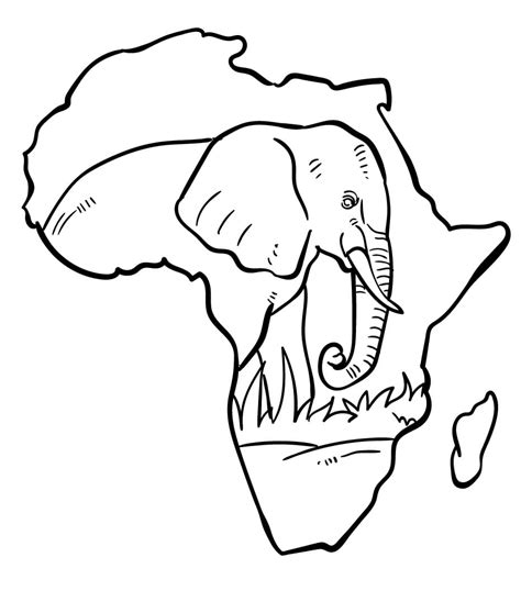 Dibujos de Mapa Básico de África para Colorear para Colorear Pintar e