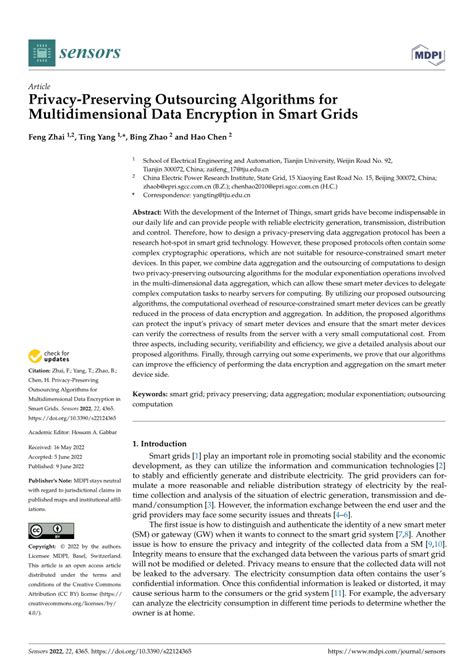 pdf privacy preserving outsourcing algorithms for multidimensional data encryption in smart grids