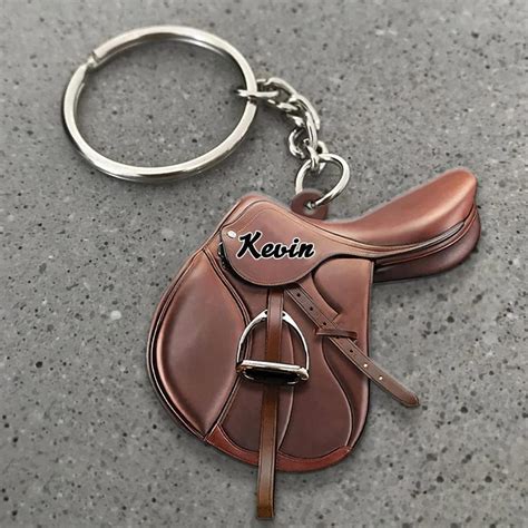 Personalisierter Name Sattel Flacher Schl Sselanh Nger Acryl