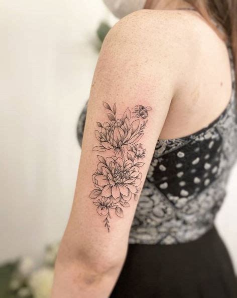 Fine Line Dahlia Tattoo Dahlia Tattoo Tattoos Tattoos To Cover Scars