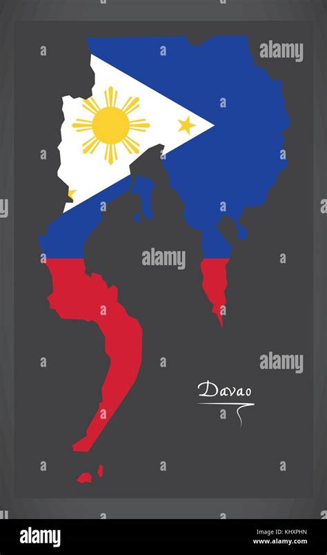 Davao Mapa De Filipinas Con Bandera Nacional Filipina Ilustraci N