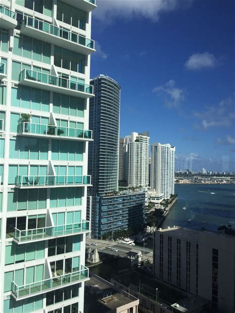 A View Of The Ocean And City From A High Rise Building In Miami Florida