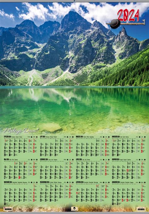 KALENDARZ 2024 PLAKATOWY B1 ŚCIENNY DUŻY IMIENINY LAKIEROWANY TATRY