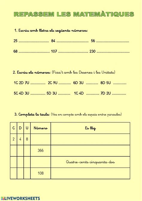 Ficha online de Numeració para 1r i 2n primària Puedes hacer los