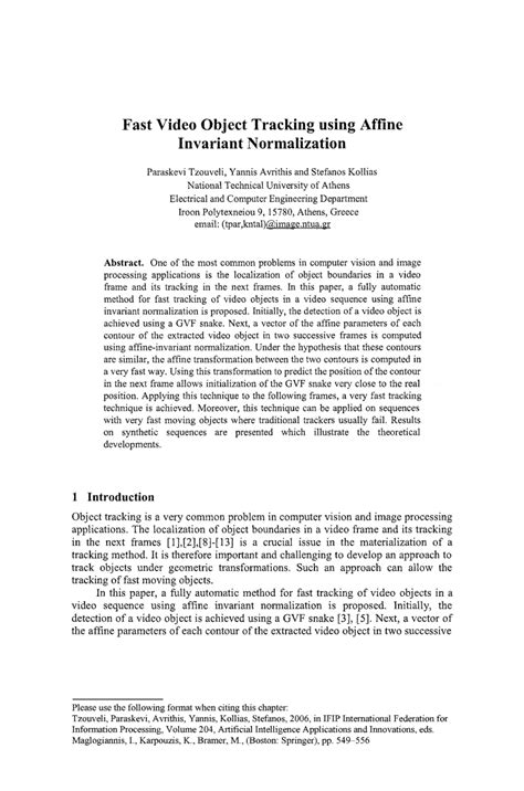 pdf fast video object tracking using affine invariant normalization