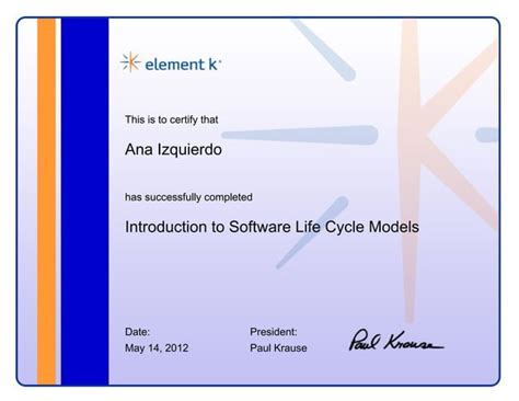 Certificate Introduction To Software Life Cycle Models PPT