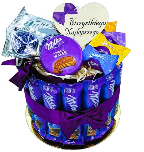 Tort MILKA Kosz Prezentowy Zestaw Słodyczy Prezent na Urodziny Imieniny