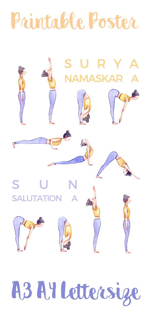Sun Salutation Yoga Poster PRINTABLE Ashtanga Illustration Etsy How