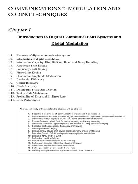 communications 2 modulation and coding techniques pdf modulation data transmission
