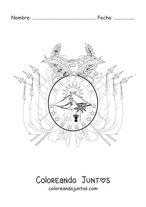 Escudo De La Bandera De Bolivia Coloreando Juntos