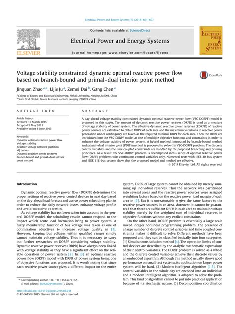 pdf reactive power optimization considering dynamic reactive power reserves