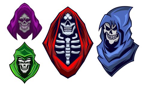 Grim Reaper Mascot Grim Reaper Logo Design Set Bundle Vector