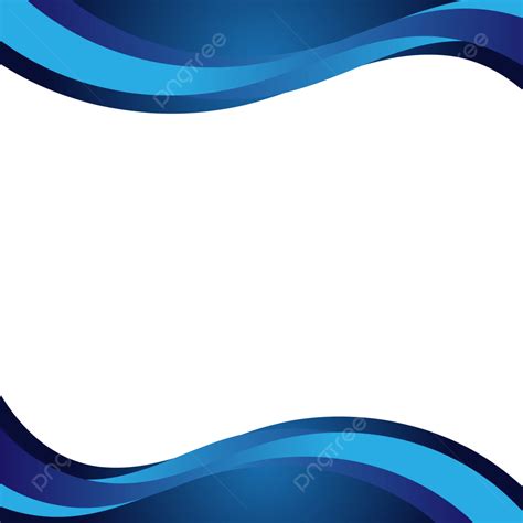 Blue Wavy Wave Border Frame Banner Curve Modern Decorative For Header