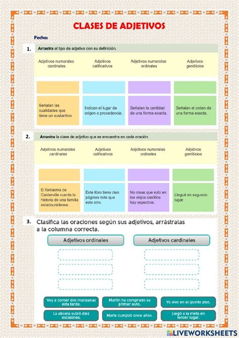 Clases De Adjetivos Interactive Worksheet