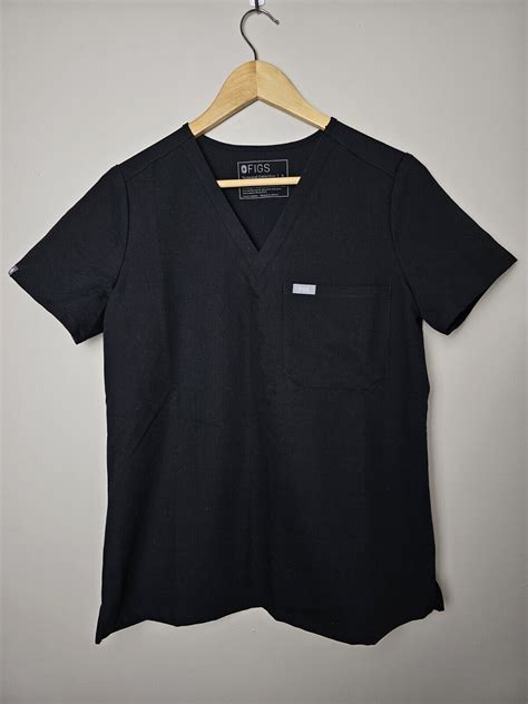 FIGS ScrubsTop Technical Collection Black Size Small Gem