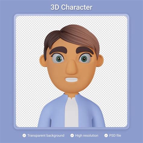 Avatar de dibujos animados masculino de ilustración 3d Archivo PSD