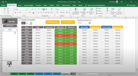 Planilha Controle de Consumo de Água e Energia em Excel VBA Excel