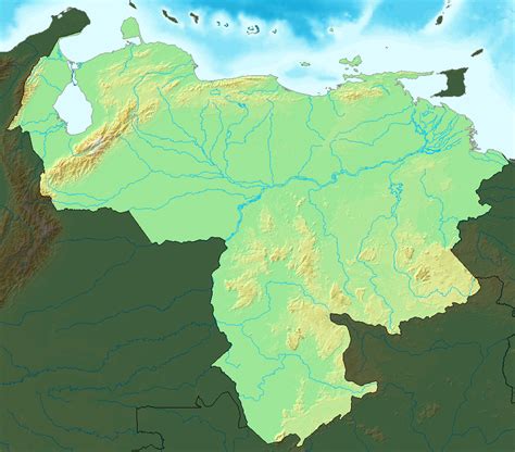 Detallado mapa en relieve de Venezuela Venezuela América del Sur