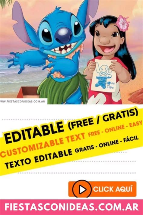 15 Invitaciones De Stitch Lilo Y Stitch Gratis Para Editar Imprimir O