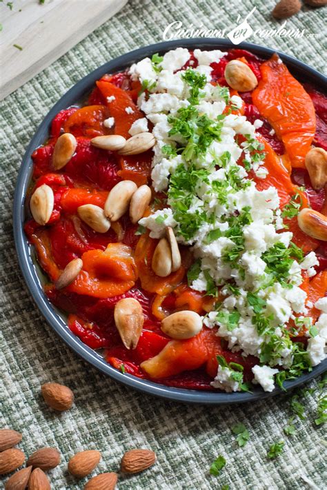 Salade de poivrons grillés à la feta et aux amandes Cuisinons En Couleurs