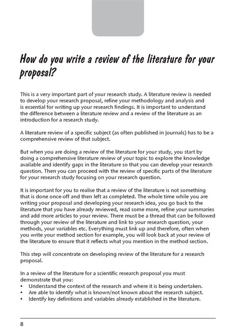 How To Write A Review Of The Literature For Your Proposal How Do