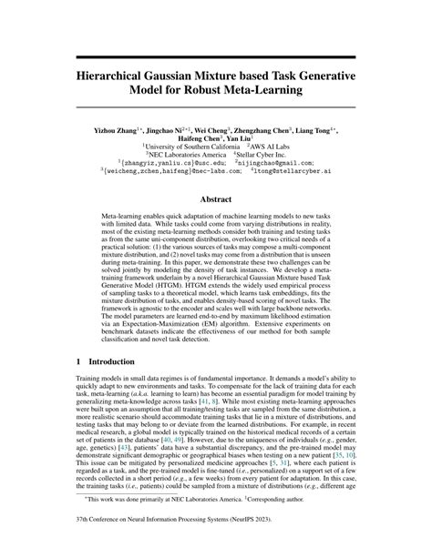 pdf hierarchical gaussian mixture based task generative model for robust meta learning