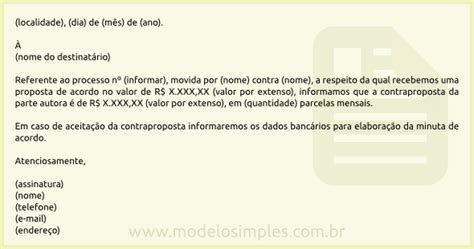 Modelo De Contraproposta De Acordo