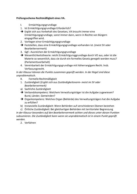 Prüfungsschema Rechtmäßigkeit eines VA I Ermächtigungsgrundlage 1