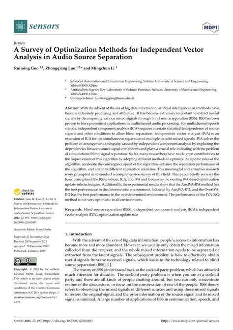 pdf a survey of optimization methods for independent vector analysis in audio source separation