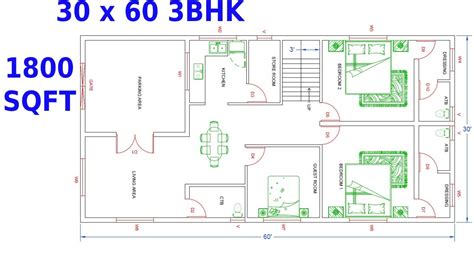 30x60 Ghar Ka Naksha 30 X 60 House Plan 3bhk 30 60 House Map