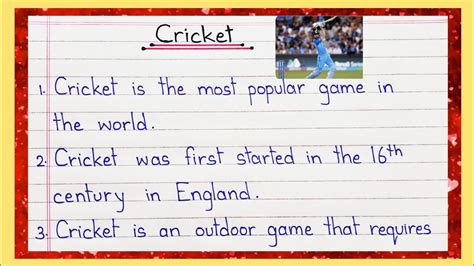 10 Lines Essay On Cricket In English Cricket 10 Points Few Lines