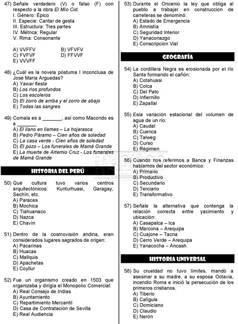 Examen de Admisión Universidad Federico Villarreal 2019 UNFV resuelto pdf