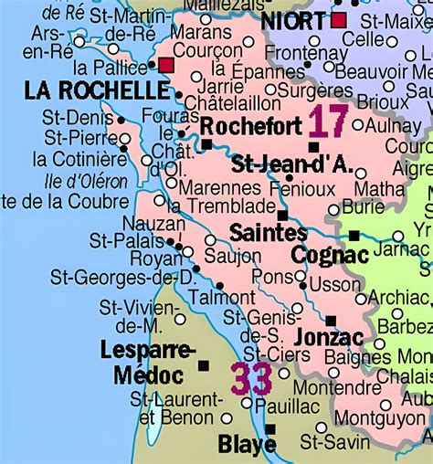 Carte Des Principales Communes De La Charente Maritime