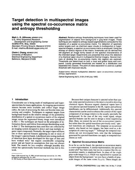 pdf target detection in multispectral images using the target detection in multispectral