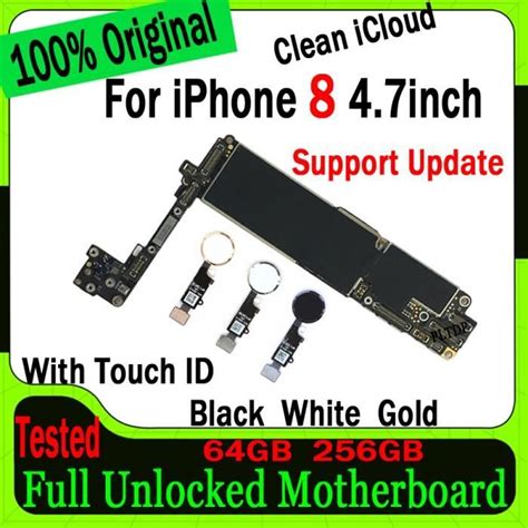 ID tactile blanc de 256 Go Carte mère originale débloquée pour iPhone 8