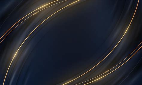 Fondo de líneas doradas y azul marino oscuro de lujo Vector Premium
