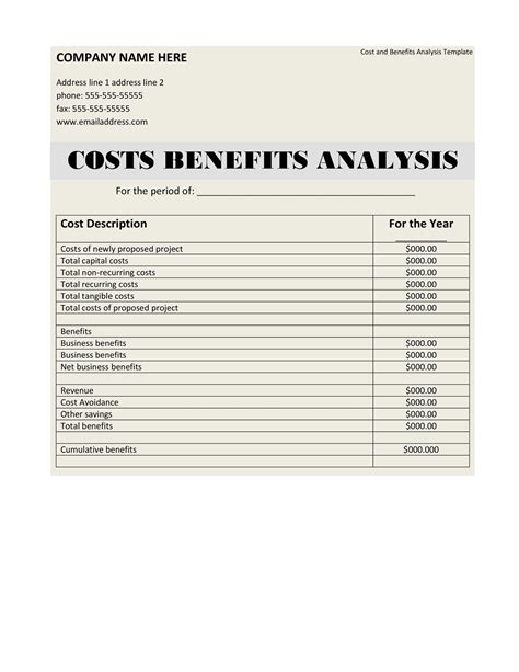40 Cost Benefit Analysis Templates And Examples Templatelab