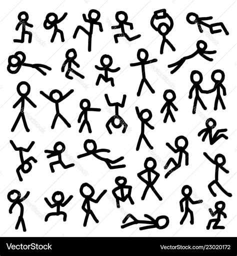 Hand Drawn Stickman Set Isolated On White Vector Image