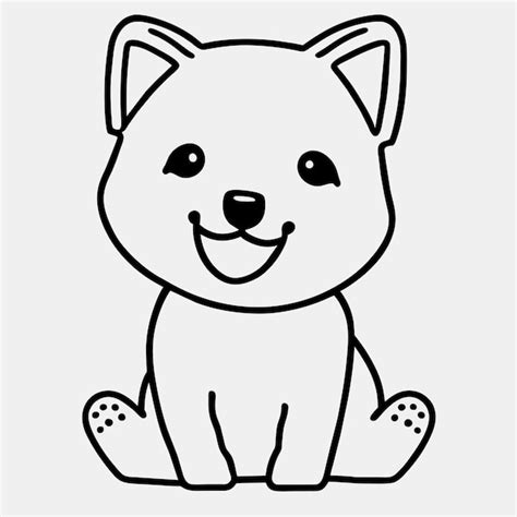 Lindo Shiba Inu Perro Dibujado A Mano Dibujos Animados Pegatina Icono