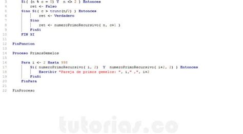Funciones Pseint Primos Gemelos Tutorias Co