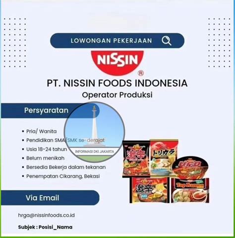 Lowongan Kerja Operator Produksi Di PT Nissin Foods Indonesia