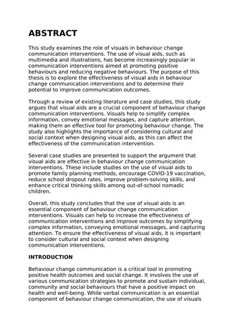 PDF The Importance Of Visual Communication In Behavioral Change