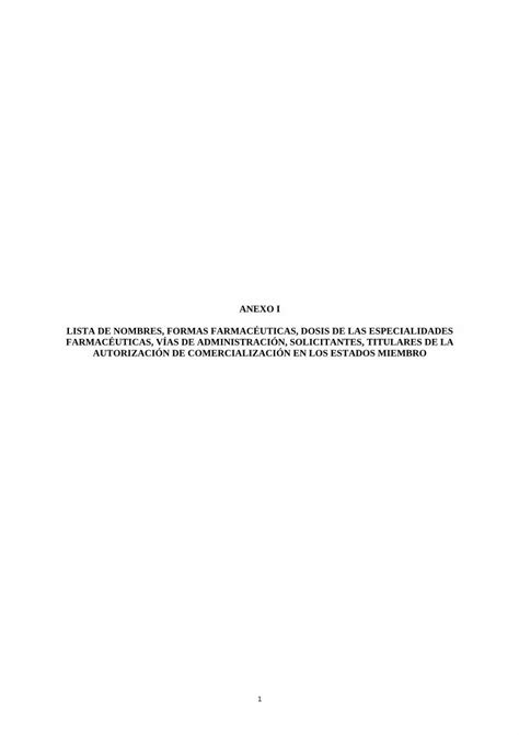 PDF ANEXO I LISTA DE NOMBRES FORMAS FARMACÉUTICAS DOSIS 2
