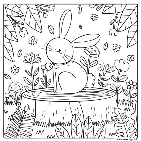 Coloriage Lapin Paysage Mandala Adulte Printemps Vegetations Dessin