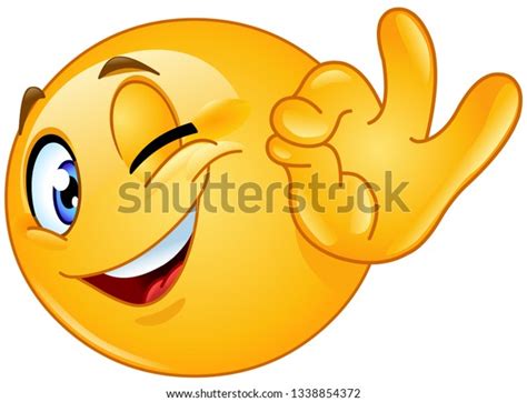 Winking Emoticon Zeigt OK Zeichen Stock Vektorgrafik Lizenzfrei