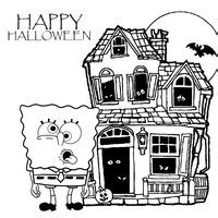 Desenho de Bob Esponja e a abóbora do Halloween para colorir Tudodesenhos