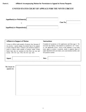 Fillable Online Affidavit Accompanying Motion For Permission To Appeal