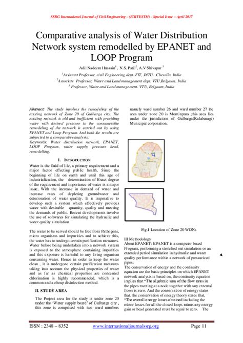 pdf comparative analysis of water distribution network system remodelled by epanet and loop